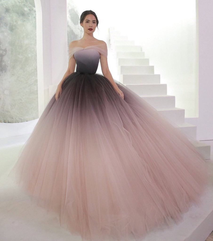 Off-the-shoulder Ombre Prom Dresses Unique Prom Dress Long Evening Dre ...
