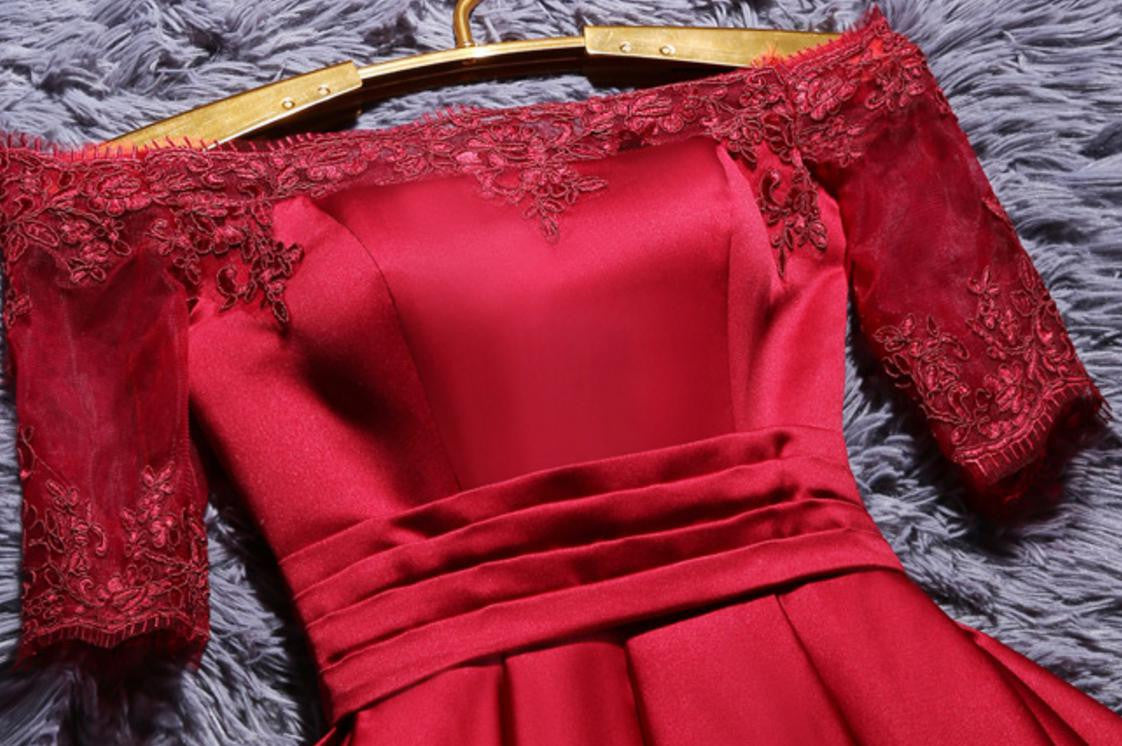 Homecoming Dress Off-the-shoulder Satin Short Prom Dress Party Dress J ...