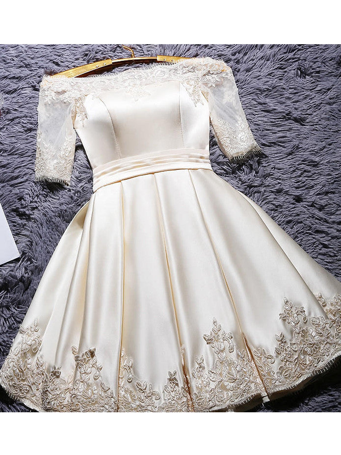 Homecoming Dress Off-the-shoulder Satin Short Prom Dress Party Dress J ...