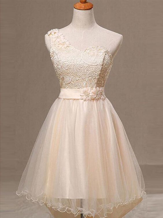 Homecoming Dress Beautiful Lace One Shoulder Short Prom Dress Party Dr ...