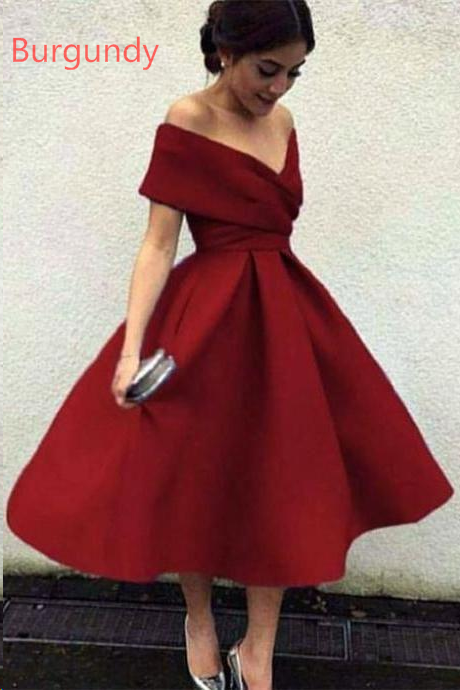 Beautiful Homecoming Dress Off-the-shoulder Satin Short Prom Dress Par ...