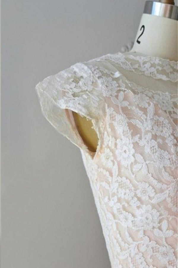 Cute Homecoming Dress Scoop Lace Tea-length Short Prom Dress Party Dre ...