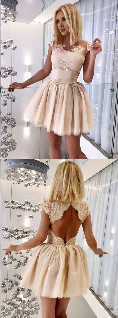 Lace Homecoming Dresses Scoop Aline Short Prom Dress Cheap Party Dress ...