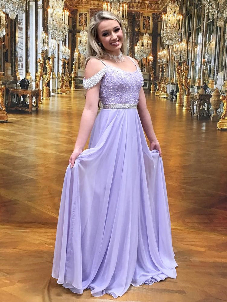 Chic Prom Dresses A-line Spaghetti Straps Lilac Prom Dress JKL1038 ...