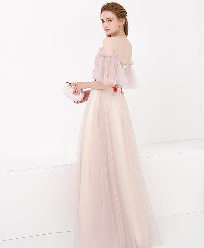 Half Sleeve Fairy Prom Dresses A-line Floor-length Tulle Long Simple P ...
