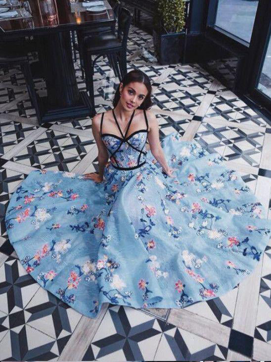 Beautiful Prom Dresses Spaghetti Straps Aline Floral Lace Long Prom Dr ...