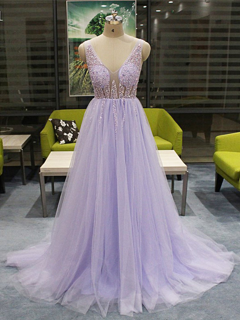 Open Back Prom Dresses Vneck Aline Beading Fashion Prom Dress Backless ...