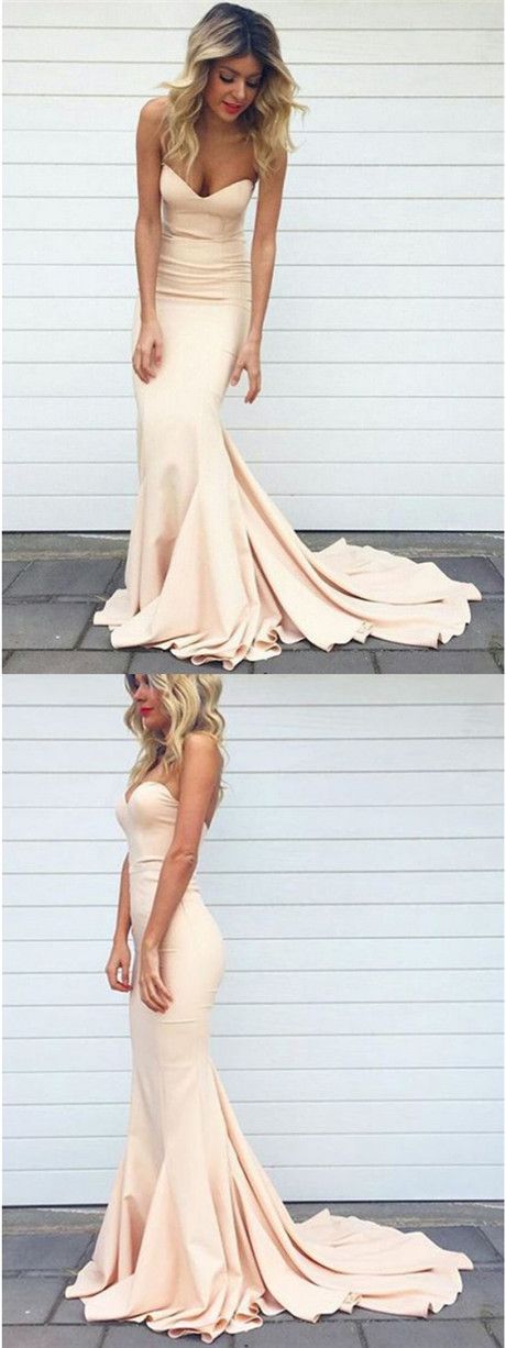 Cheap Prom Dresses Mermaid Sweetheart Brush Train Long Sexy Simple Pro – Anna PromDress